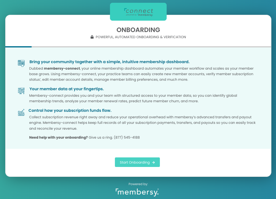 Login & Onboarding – Membersy